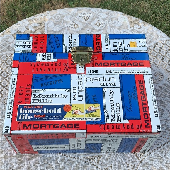 ballonoff | Office | Vintage Red White Blue Metal Lock Box With Key ...